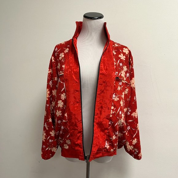 Vintage | Jackets & Coats | Vintage Zip Boho Love Reversible Red Floral ...